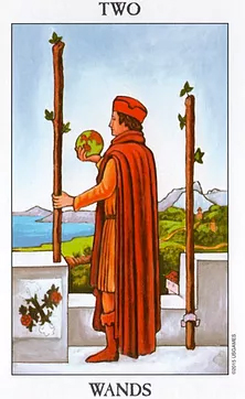 Two Of Wands Tarot Card Meaning Upright Reversed Sibyl Tarot